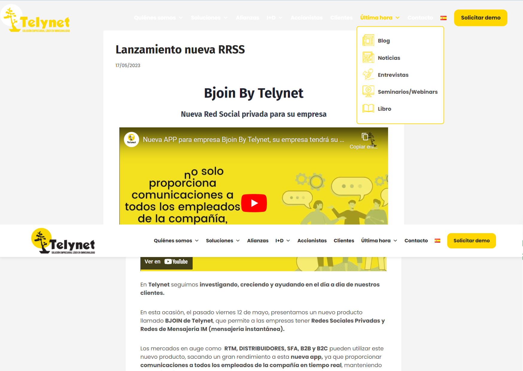 Lanzamiento de la nueva web de Telynet